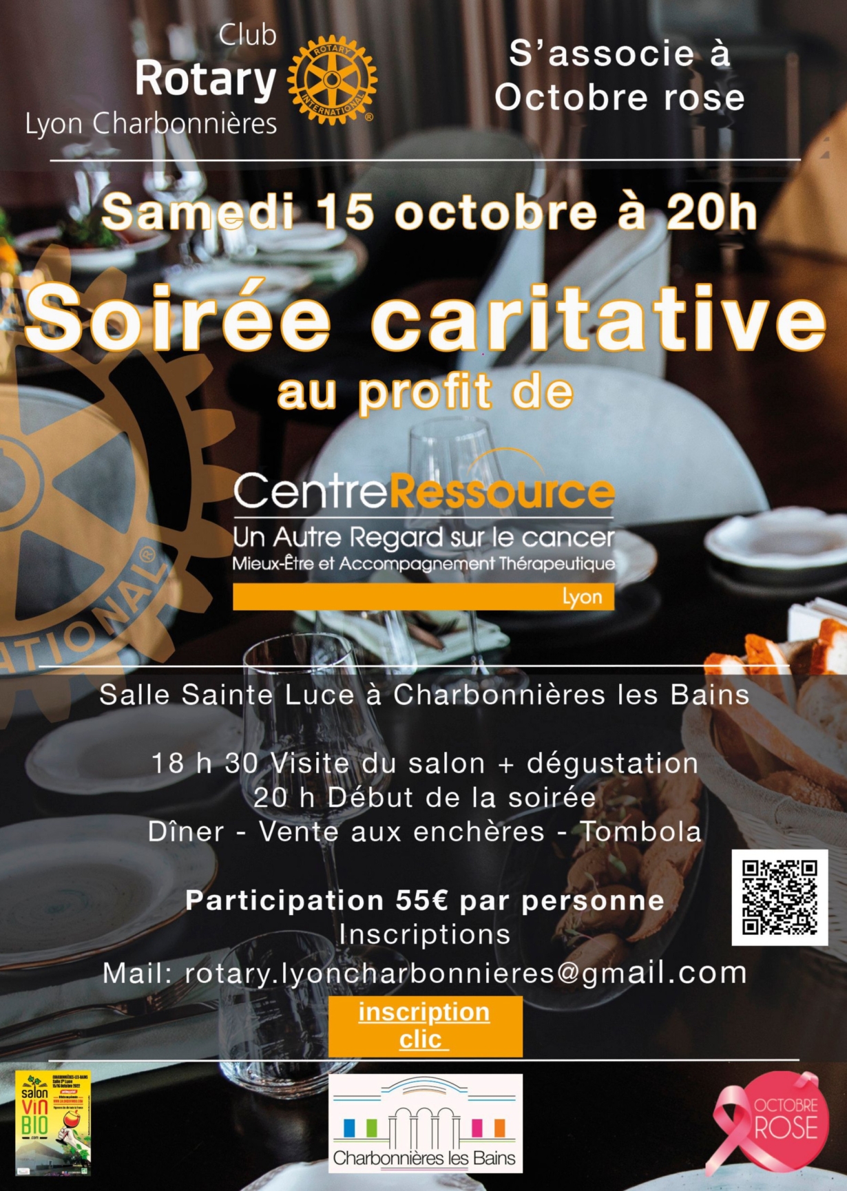 Soiree Caritative Octobre Rose au Profit du Centre Ressource Lyon